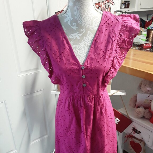 LOFT | Dresses | Nwt Loft Cotton Lace Pink Midi Dress Size L | Poshmark